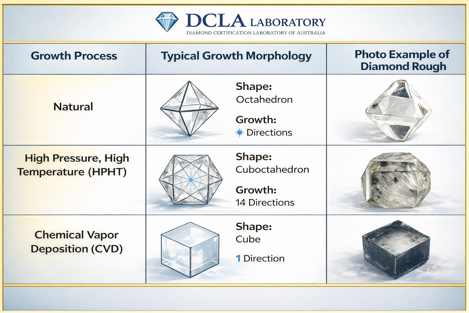 Understanding Diamond Rough Growth for Natural, HPHT and CVD Diamonds